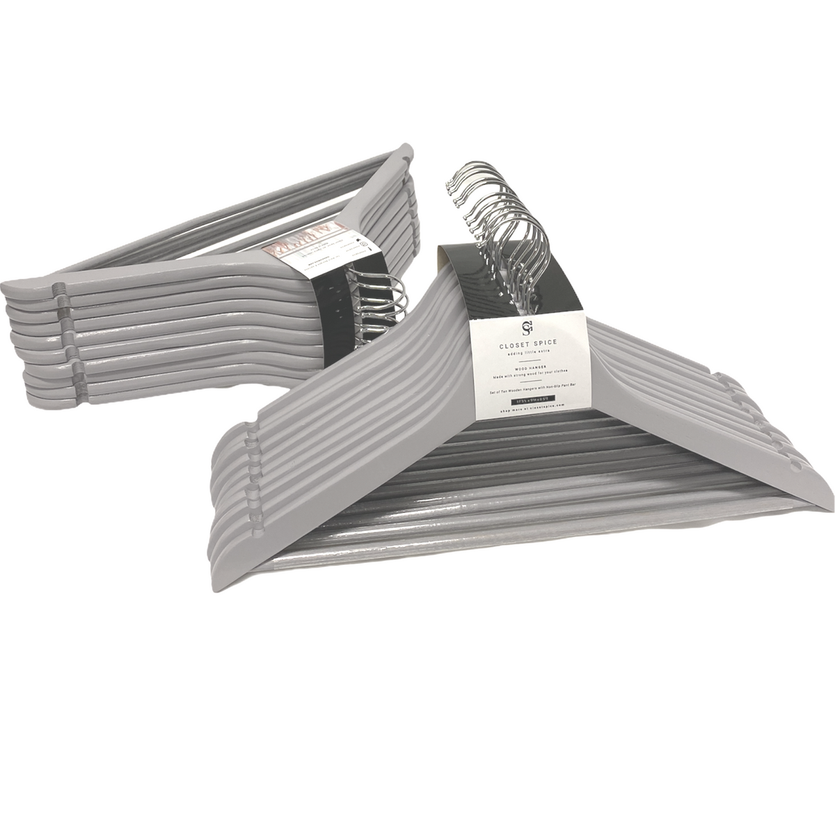 Closet Spice Grey Wood Hangers | 40 pcs. of Wooden Hangers Canada